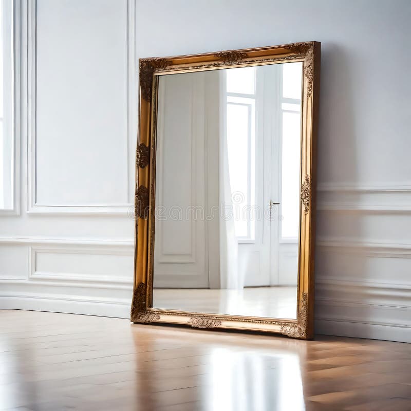 Large Mirror in an Empty Room - Ai Generated Image Stock Illustration ...