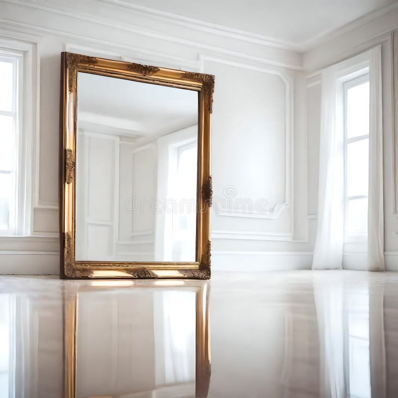 Large Mirror in an Empty Room - Ai Generated Image Stock Illustration ...