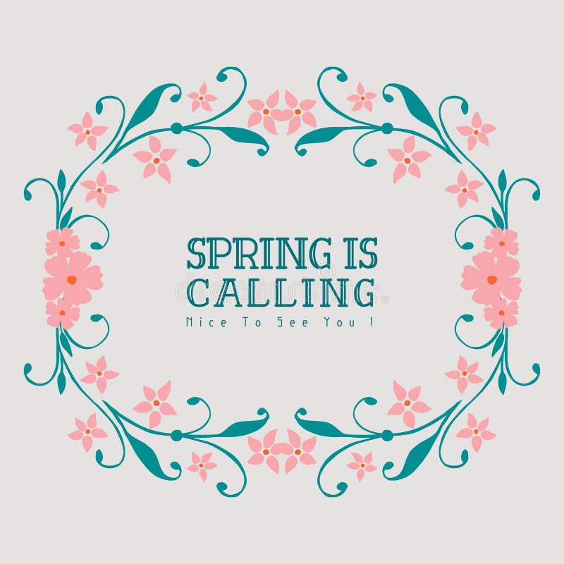 Ornate Leaf and Floral Frame, for Spring Calling Greeting Card Template ...