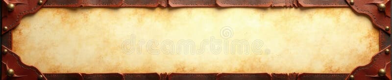 Ornate Leather Frame on Parchment, Worn Edges, Vintage, Overlay Stock ...