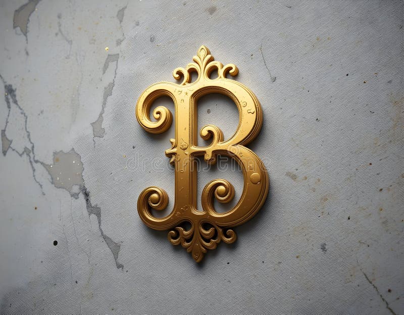 Ornate Letter B on Textured Background Detailed Golden Initial Stock ...