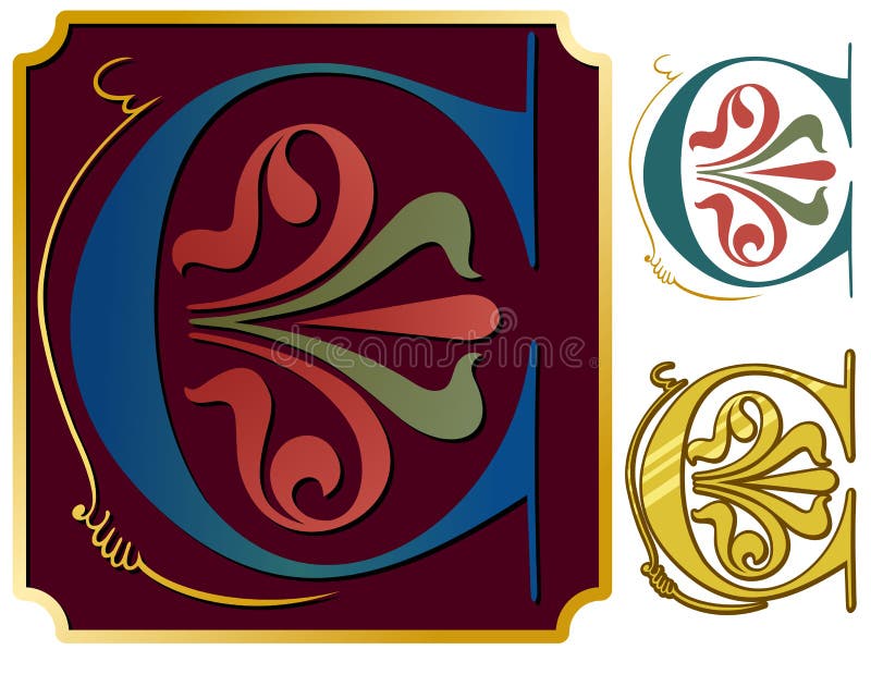 Ornate Letter C with Variations Stock Vector - Illustration of writing ...