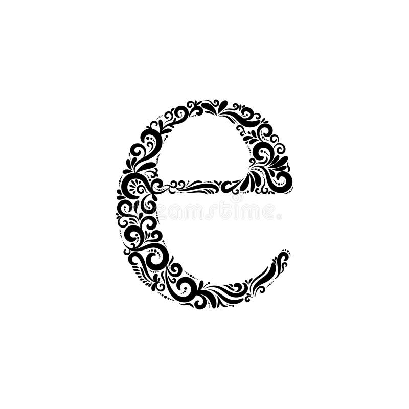 Ornate Letter E stock vector. Illustration of florals - 125770291