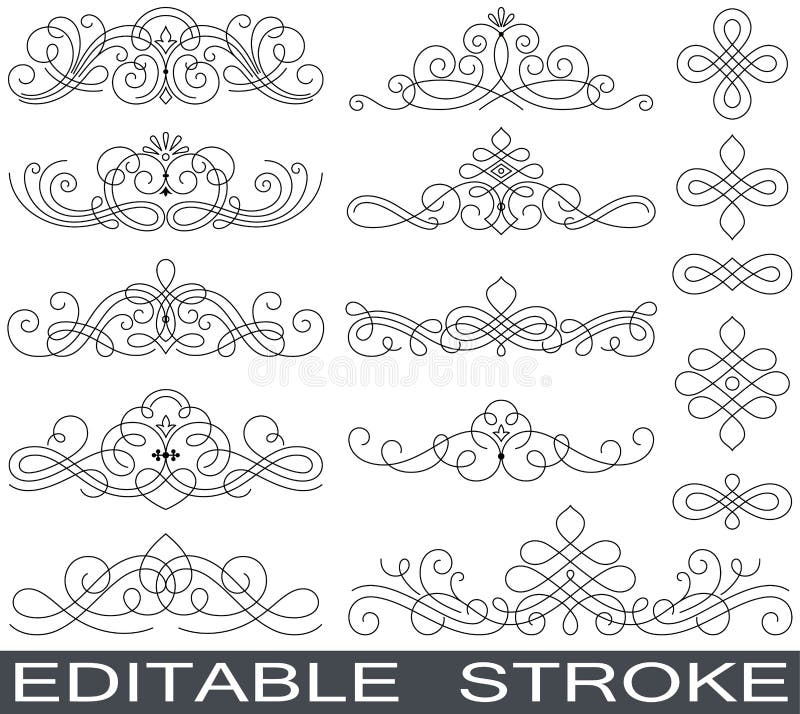 Ornate Line Drawing Vector Set Stock Vector - Illustration of ...