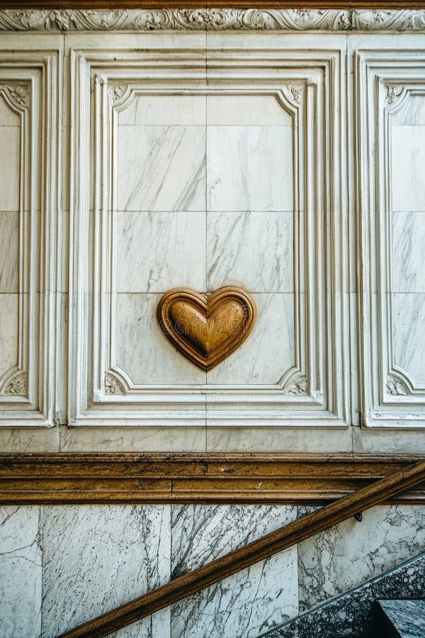 Ornate Marble Wall with a Heart-shaped Carving Stock Illustration ...