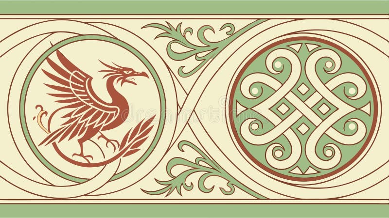 Ornate Medieval Border Design with Griffins, Decorative Frame and ...