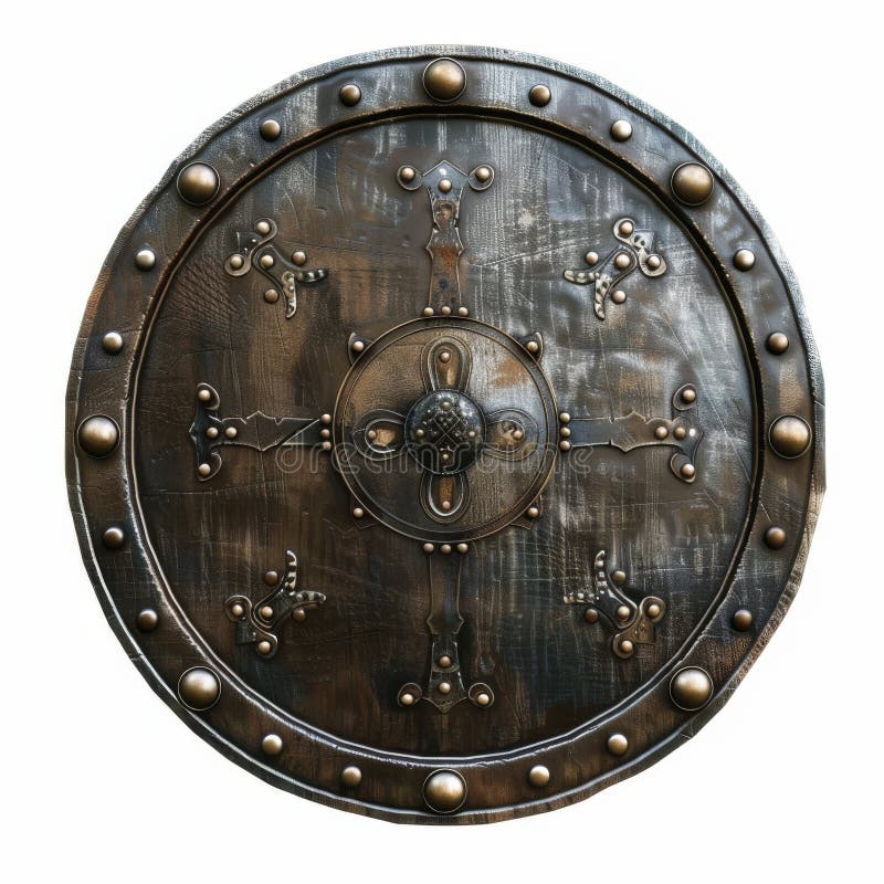 Ornate Medieval Round Shield with Emblem. Circular Armor Shield Stock ...
