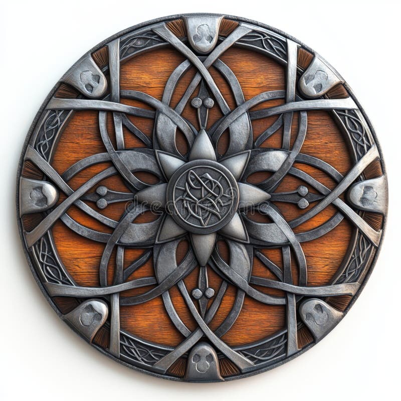 Ornate Medieval Shield Design with Intricate Metalwork 3D Render of a ...