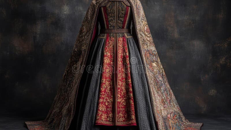 Ornate Medieval Style Gown with Embroidered Detailing Stock ...