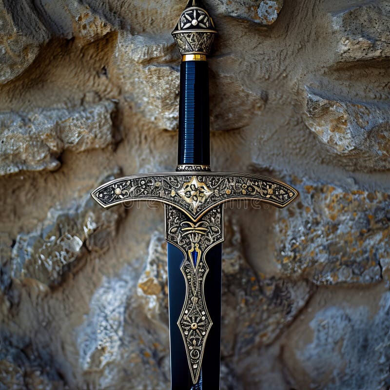 Sword Embedded in Stone Medieval Legend Theme Vector Illustration Stock ...