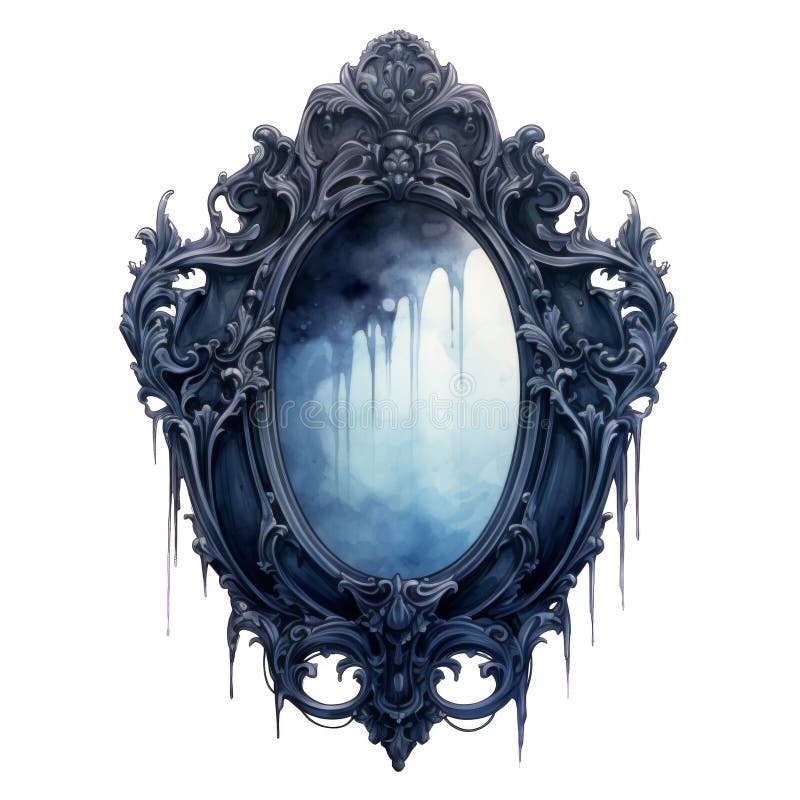 An Ornate, Melted Mirror with a Blue, Cloudy Reflection Stock Photo ...