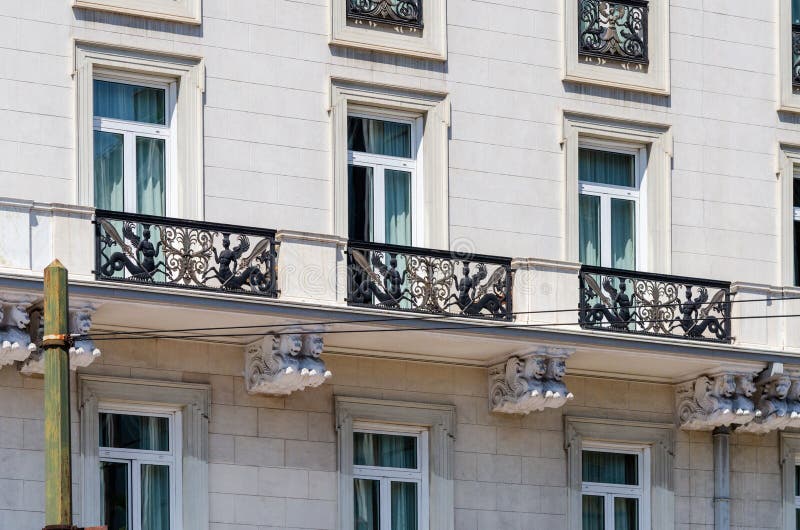 Ornate Metal Balconies in Athens Stock Photo - Image of greek ...