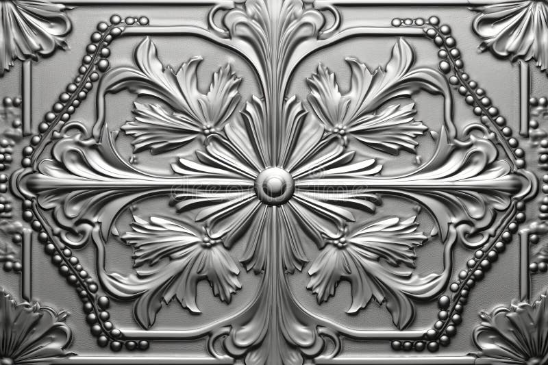 An Ornate Metal Ceiling Tile with a Floral Design Stock Illustration ...