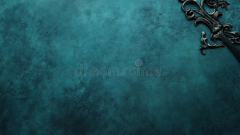 Ornate Metal Design on Teal Textured Background Stock Illustration ...