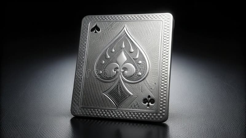 Ornate Metal Playing Card Ace of Spades Close-up. Generative AI Stock ...