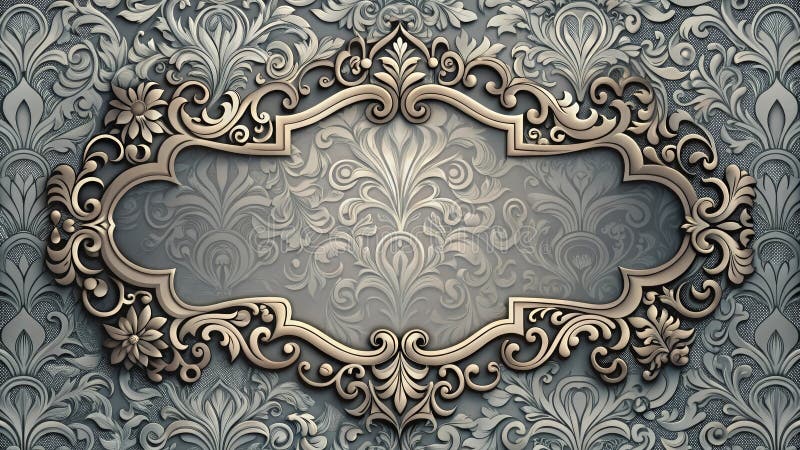 Ornate Metallic Frame with Embossed Floral Design Background ...