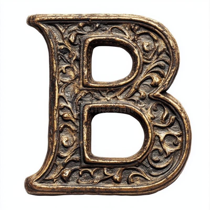 Ornate Metallic Letter "B" with Intricate Detailing Stock Illustration ...