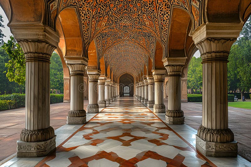 Ornate Middle Eastern Architecture with Decorated Arches and Columns in ...
