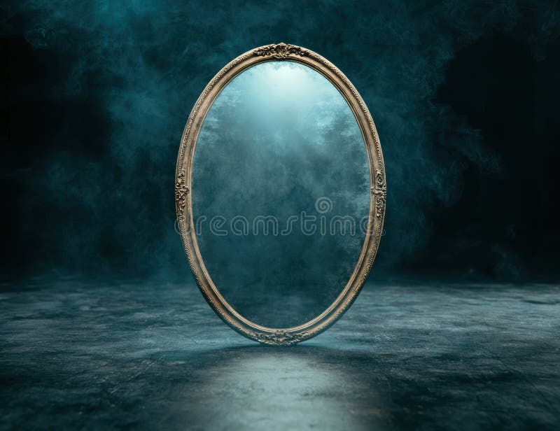 Ornate Mirror in Misty Atmosphere Stock Illustration - Illustration of ...