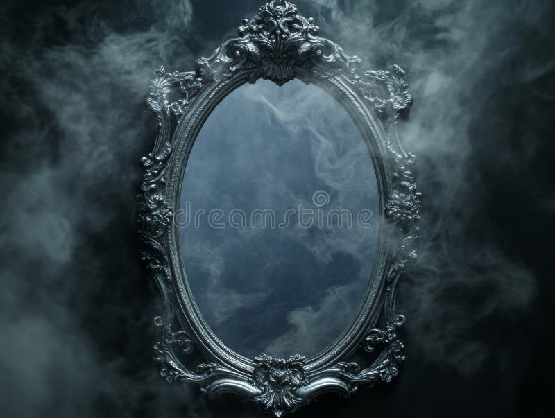Ornate Mirror Reflecting Ethereal Smoke Stock Illustration ...