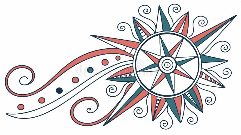 Ornate Nautical Compass Rose with Decorative Swirls Vector Design ...