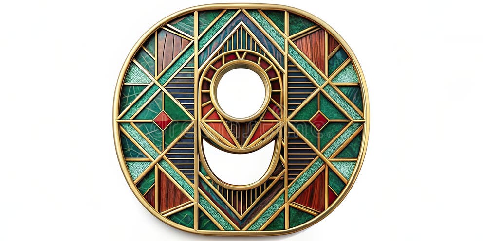 Ornate Number Nine with Geometric Pattern and Gold Frame. Generative AI ...