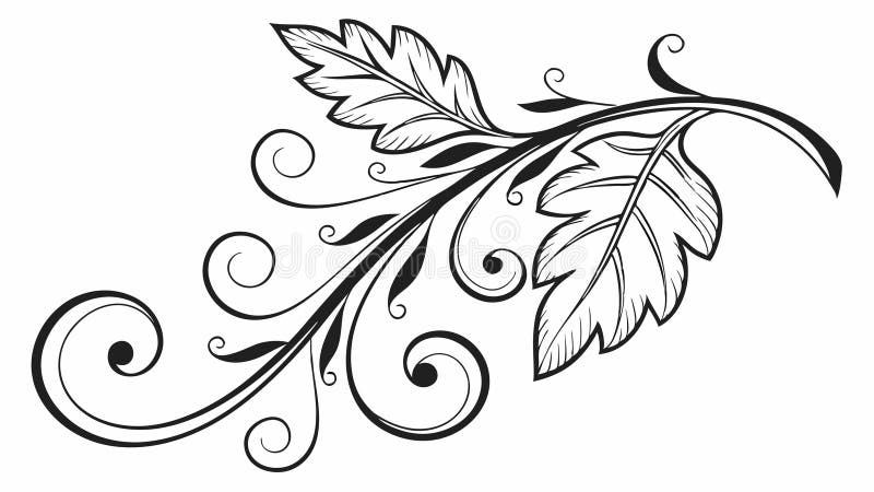 Ornate Oak Leaf Scroll, Elegant Botanical Vector Art, Vector Design ...
