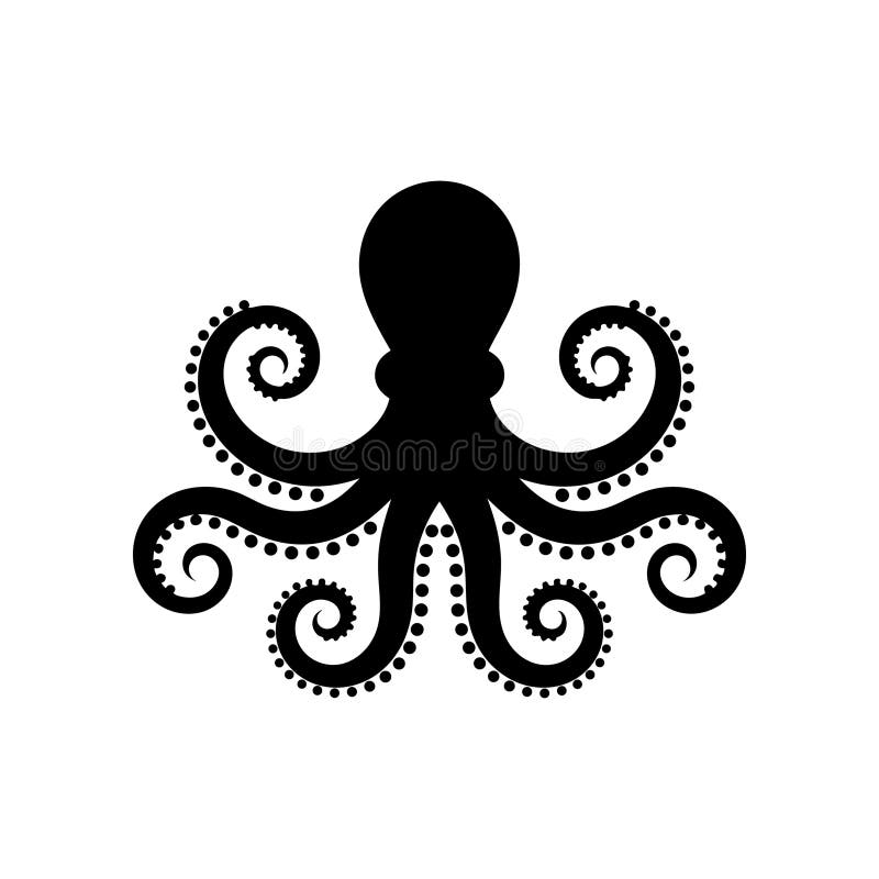 Ornate Octopus Silhouette with Swirling Tentacles, Ocean Design in ...