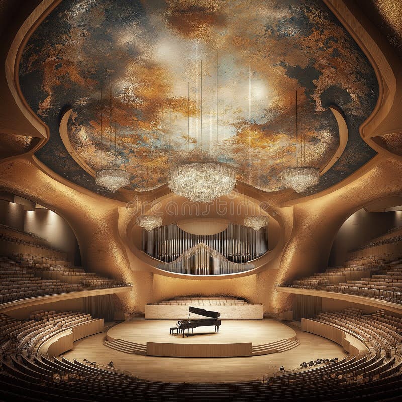 Ornate Opera House Interior, Painted Ceiling, Night Sky, Stars Stock ...