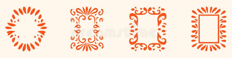 Ornate Orange Decorative Frame Designs Set. Elegant Border Collection ...