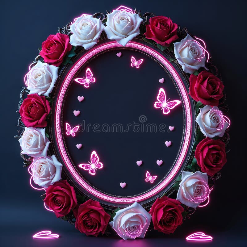 Ornate Oval Rose Frame with Dark Background Stock Illustration ...