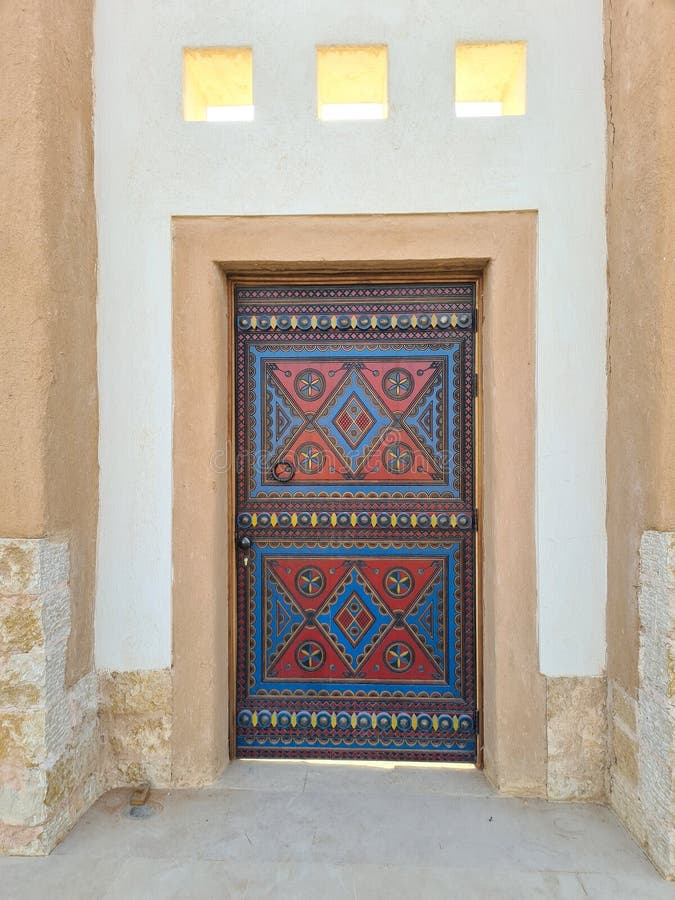 Traditional Ornate Painted Door in Middle Eastern Architecture Stock ...
