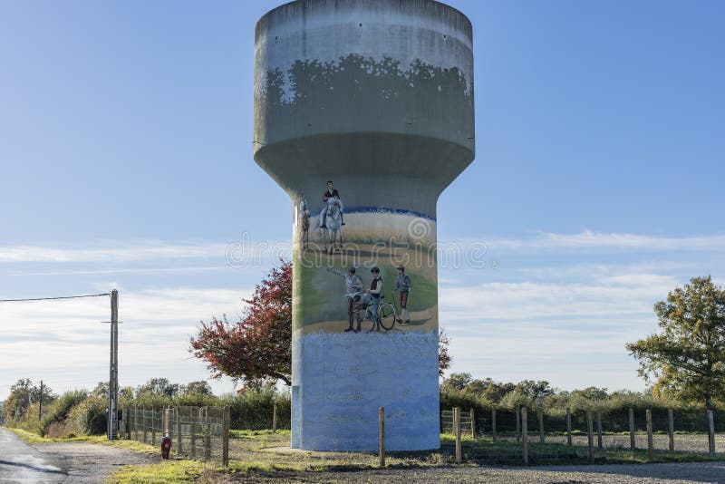 Ornate Painted Water Tower Against a Blue Sky Editorial Photo - Image ...