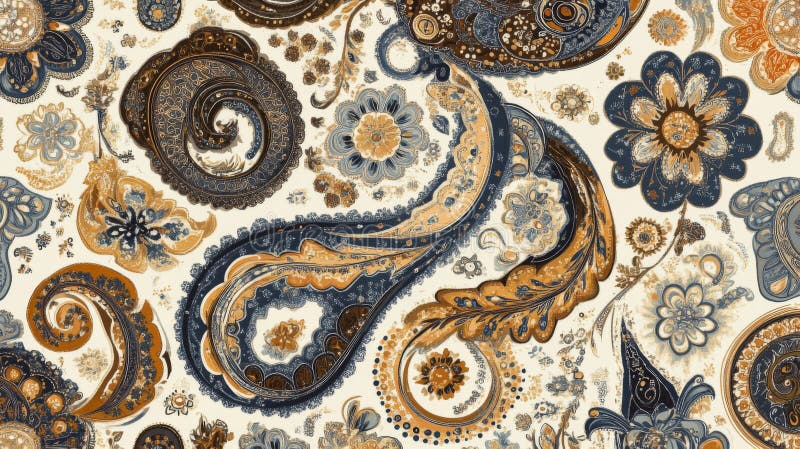 Ornate Paisley Pattern Seamless Texture Background Stock Illustration ...