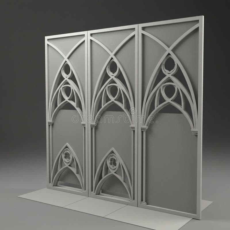 Ornate Panel Features a Series of Gothic-style Arches and Geometric ...
