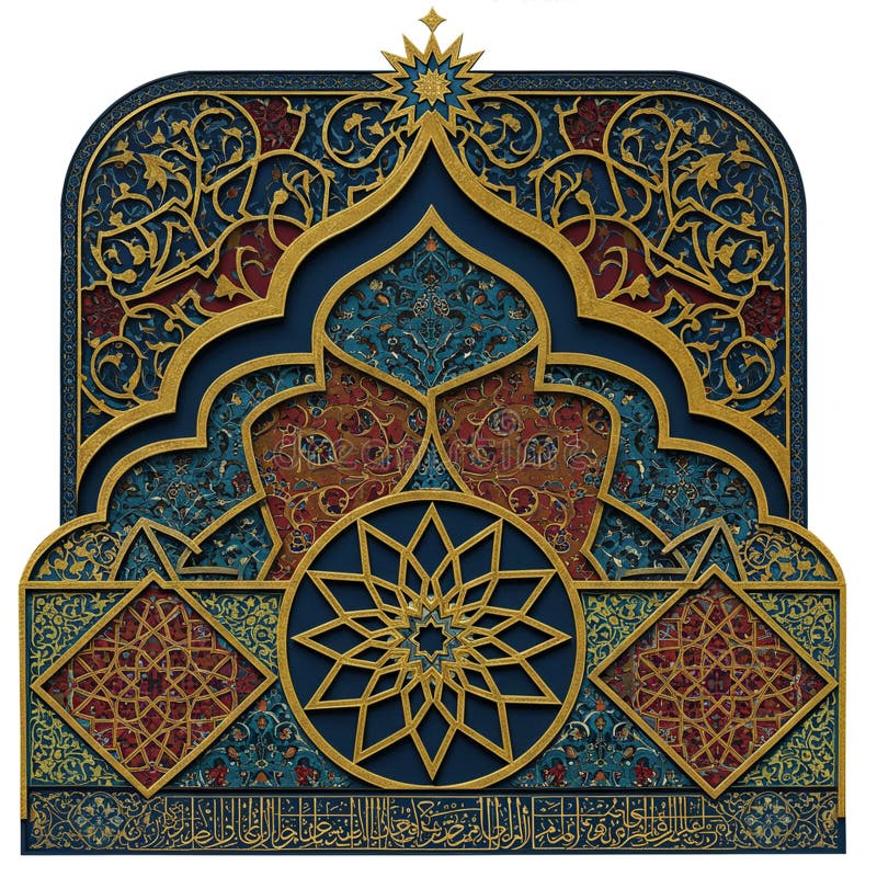 Ornate Panel Featuring Intricate Islamic Geometric Patterns with a ...