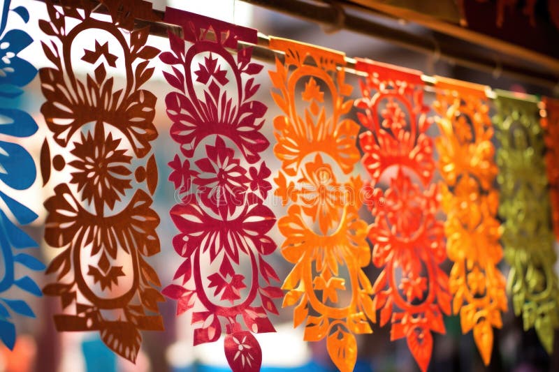 Ornate Paper Cutouts Papel Picado with Intricate Patterns Stock Photo ...