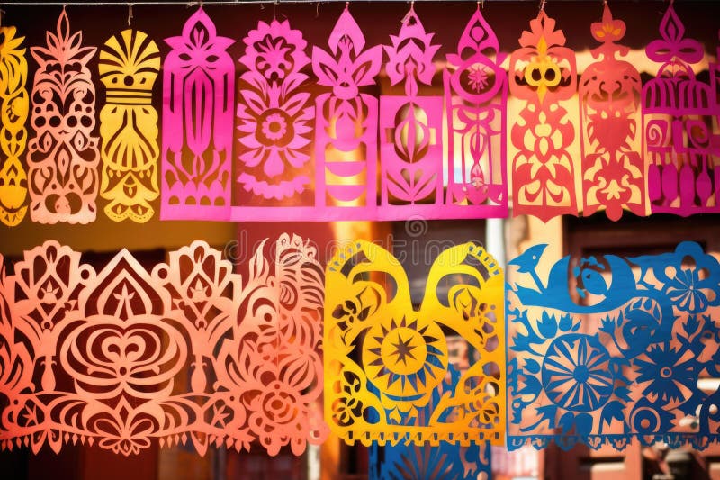 Ornate Paper Cutouts Papel Picado with Intricate Patterns Stock Photo ...