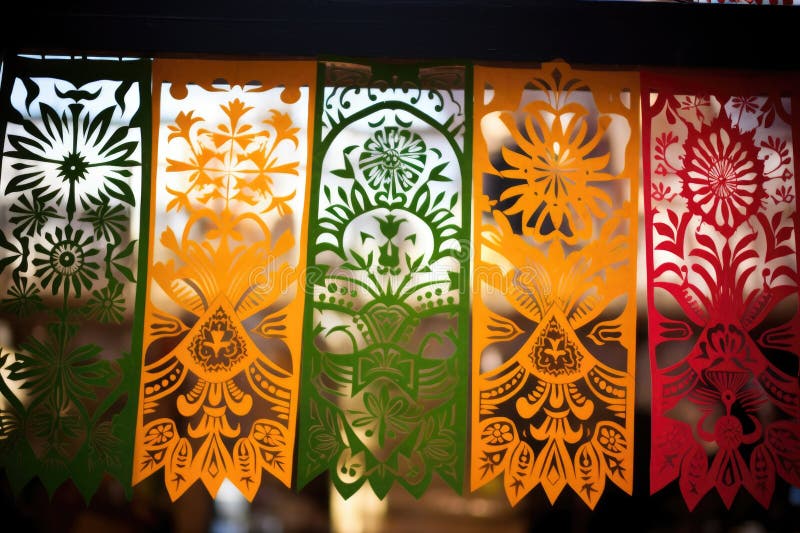 Ornate Paper Cutouts Papel Picado with Intricate Patterns Stock ...