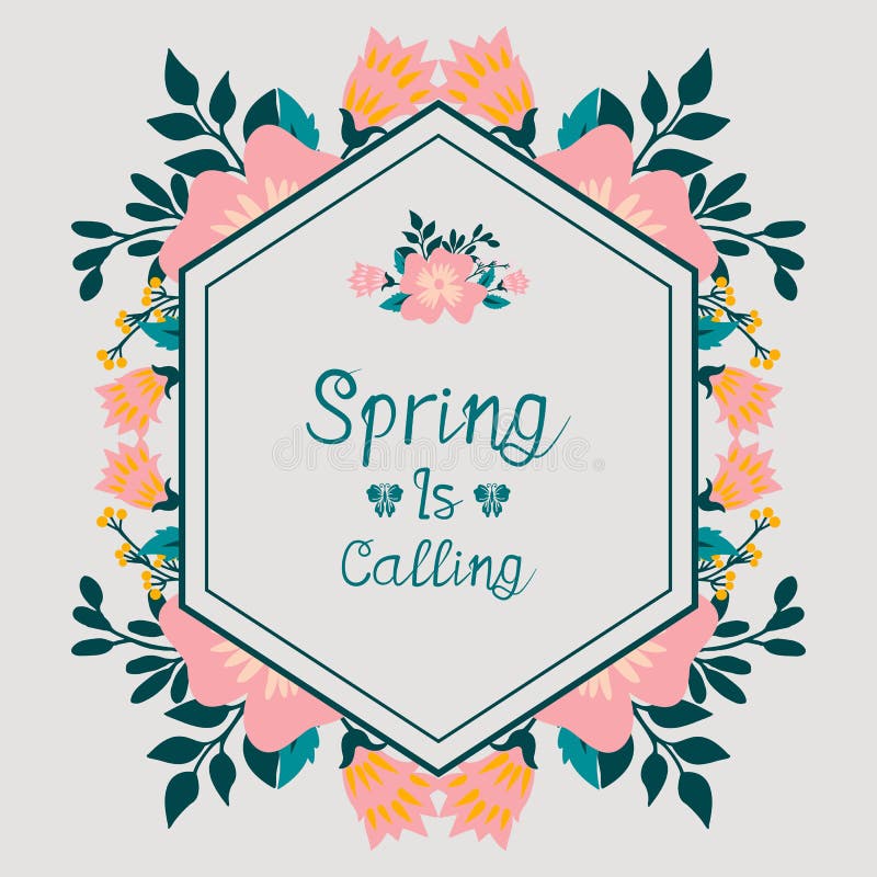 Ornate Pattern of Leaf and Flower Frame, for Spring Calling Greeting ...