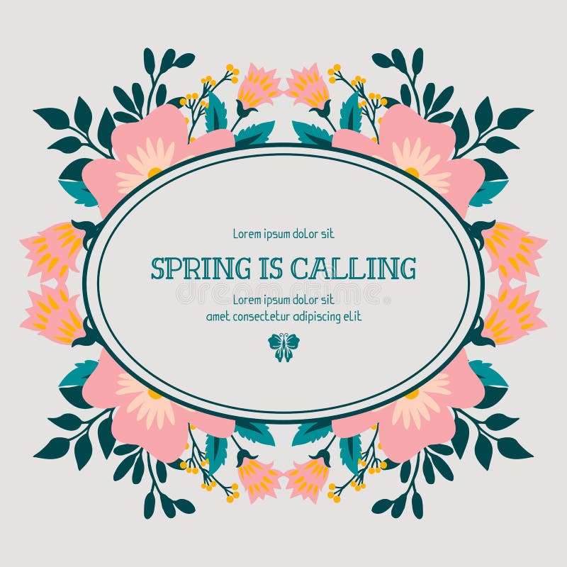 Ornate Pattern of Leaf and Flower Frame, for Spring Calling Greeting ...