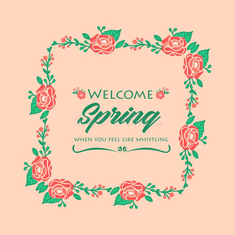 Ornate Pattern of Leaf and Rose Flower Frame, for Welcome Spring ...