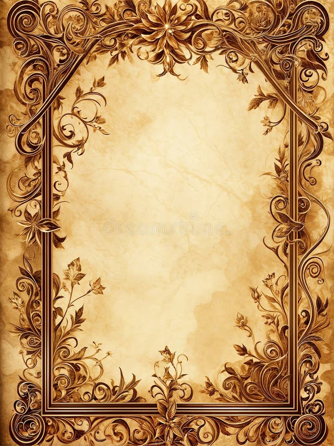 Ornate Pattern on a Sheet of Old Paper. Natural Patterned Frame with ...