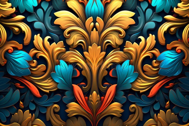 An Ornate Pattern in the Style of Baroque Art Stock Illustration ...