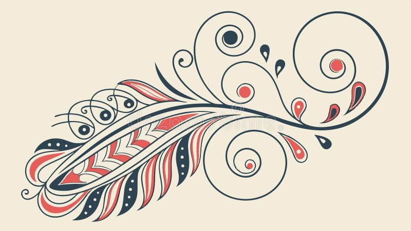 Ornate Patterned Feather Design Element for Creative Projects Vector ...