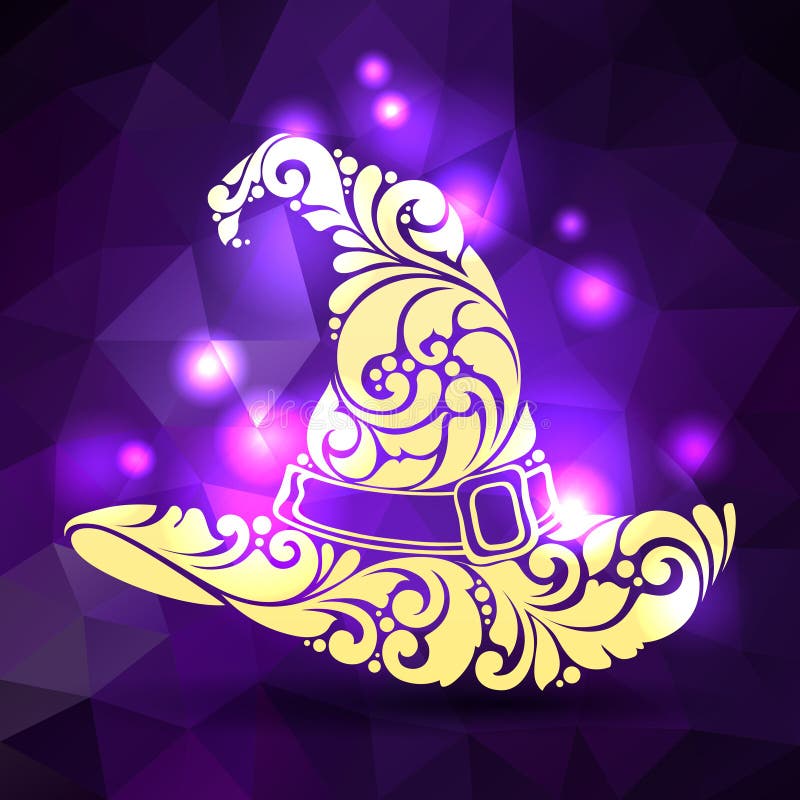 Ornate Patterned Witch Hat and Magic Lights Stock Vector - Illustration ...