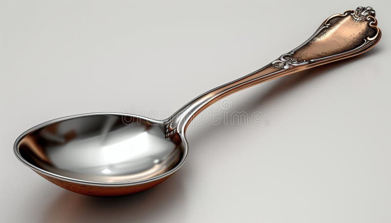 An Ornate, Polished Silver Spoon with Intricate Details on a Light ...