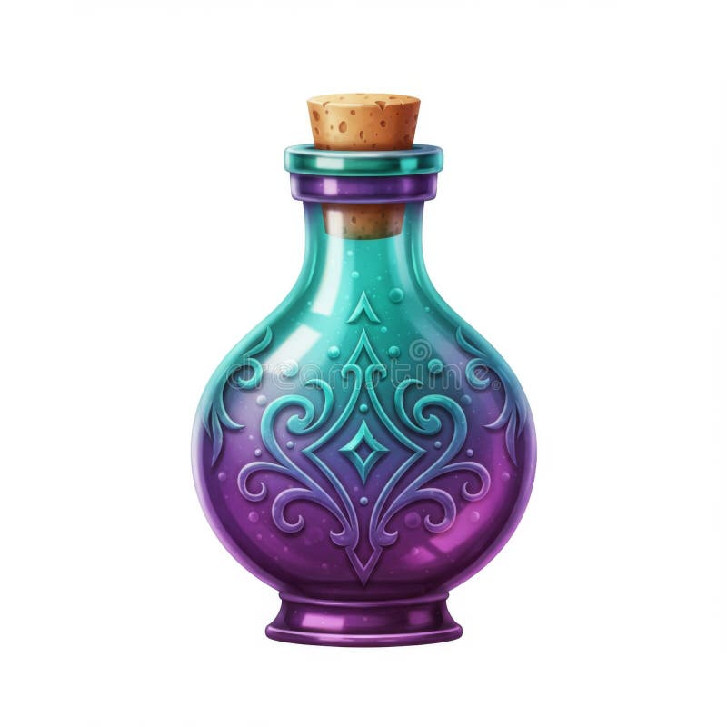 Ornate Purple and Blue Glass Potion Bottle Stock Illustration ...