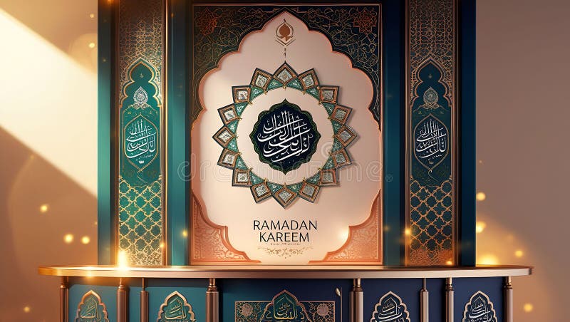 Ornate Ramadan Kareem Display with Islamic Calligraphy and Decorative ...