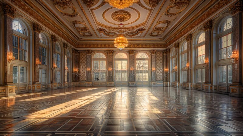 Ornate Realistic Ballroom Interior with High Dynamic Range and Detailed ...